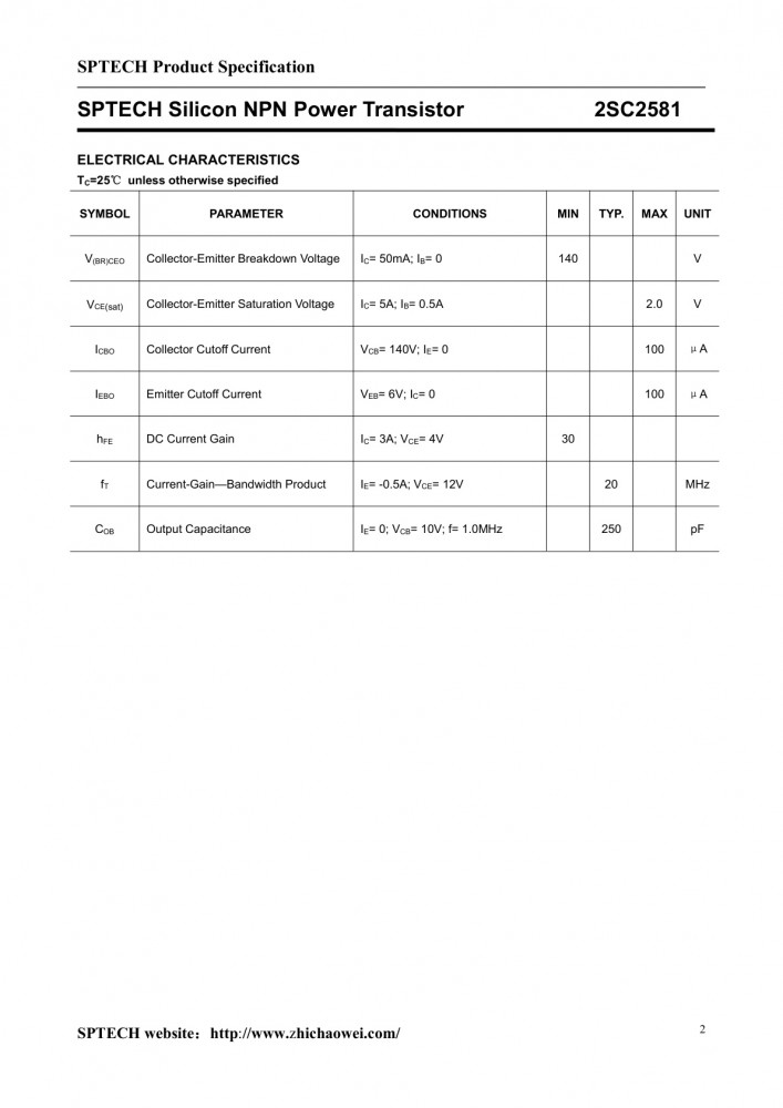 2SC2581 SPTECH datasheet page 2