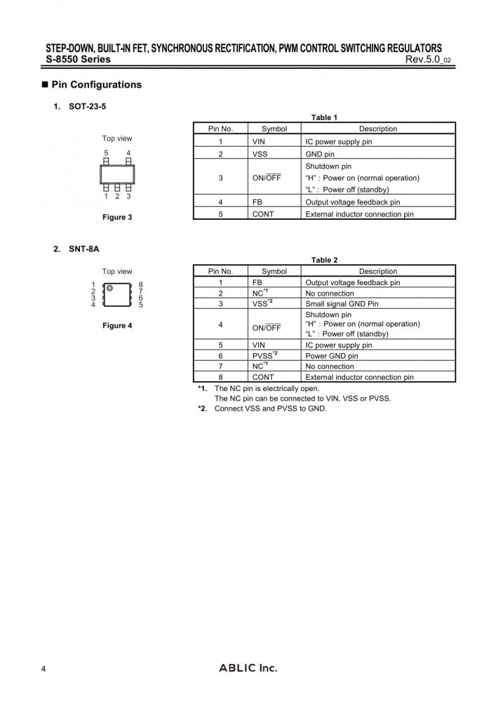 S-8550 Series datasheet page 4