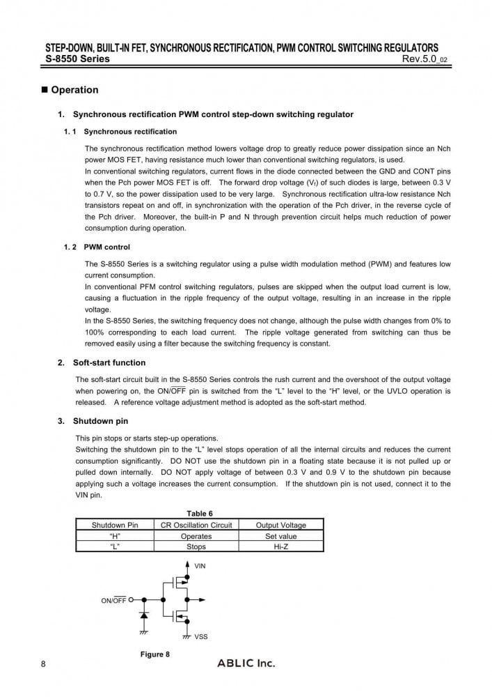 S-8550 Series datasheet page 8