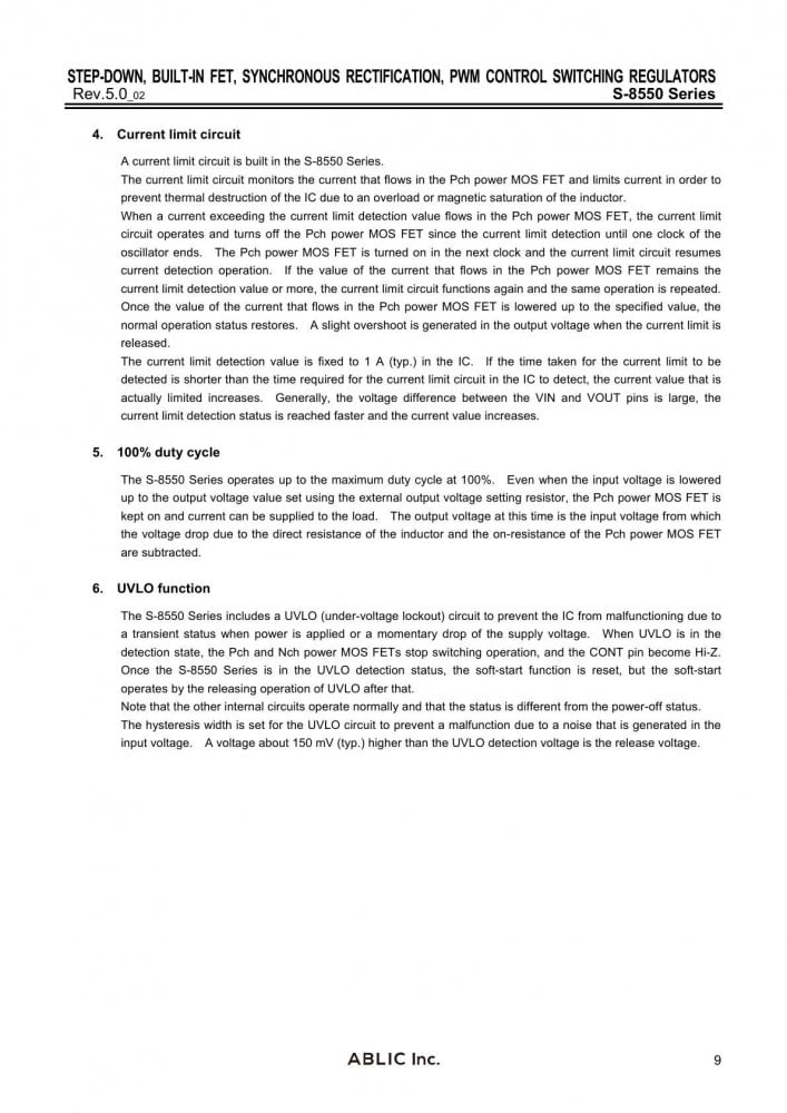 S-8550 Series datasheet page 9