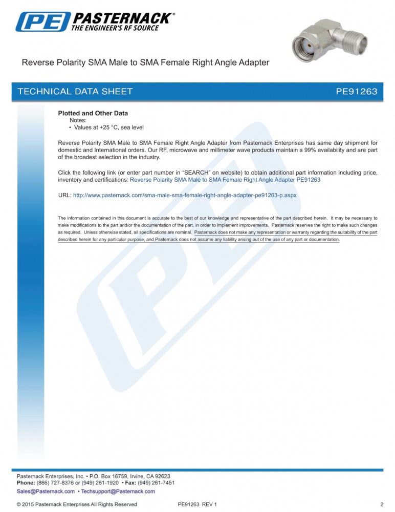 PE91263 technical datasheet page 2
