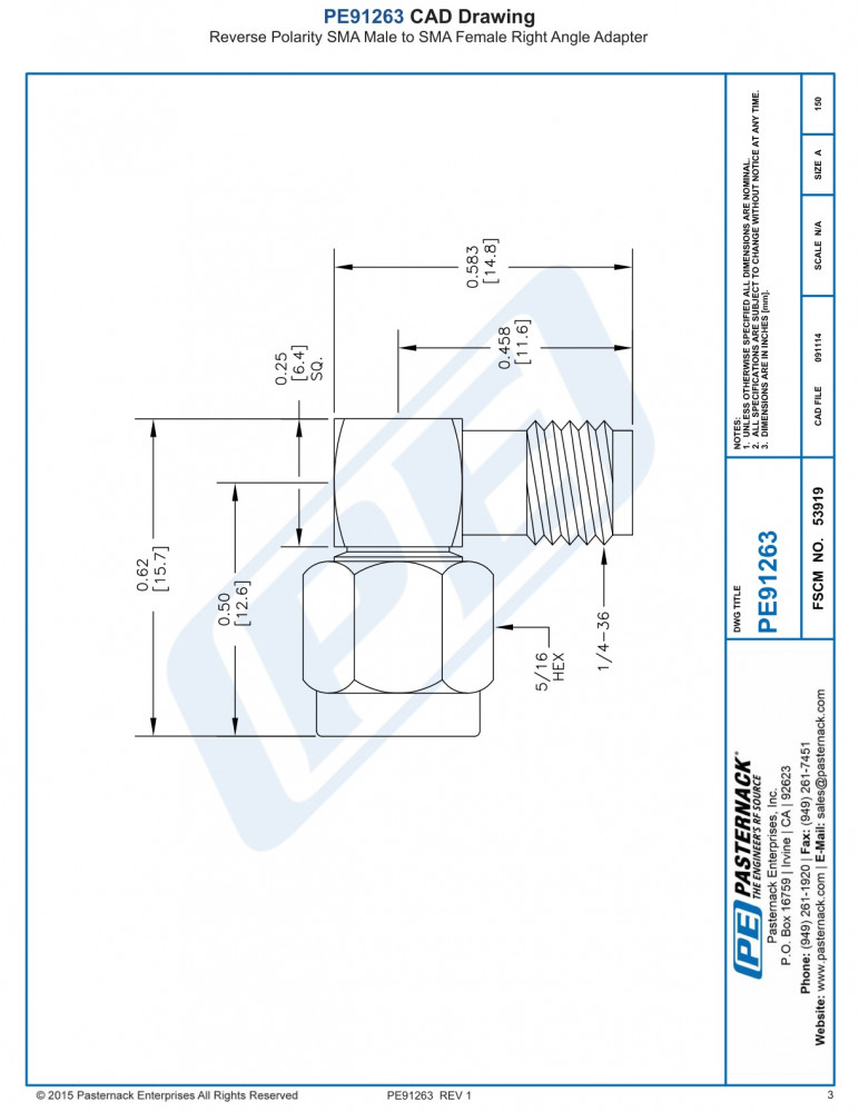 PE91263 technical datasheet page 3