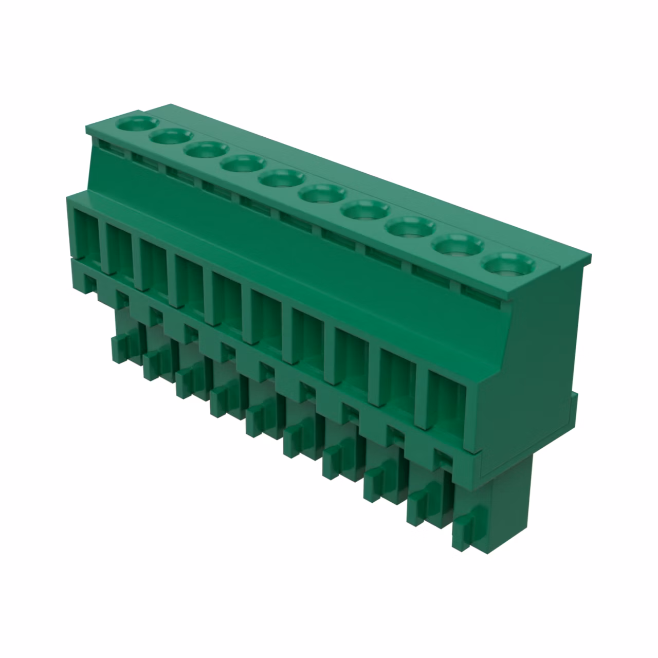 3.81mm Pitch Eurostyle Vertical Plug, with Standard Imprinting, Front Wire Entry, Green Housing, Gold (Au) Plated, 10 Circuits for sale