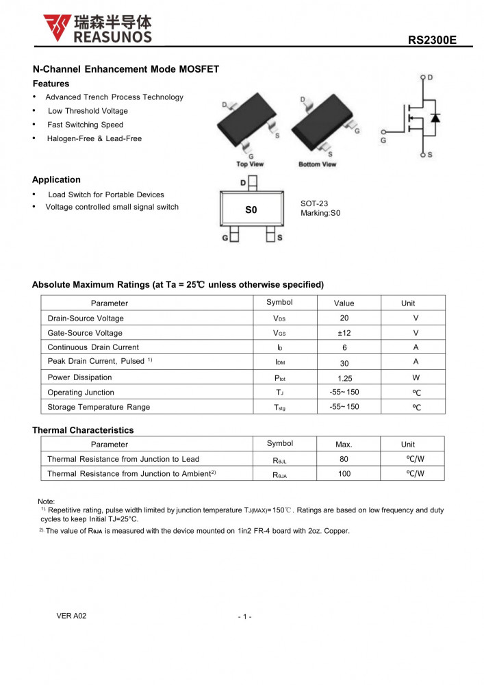 RS2300E datasheet page 1