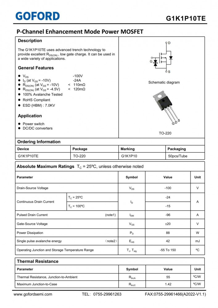 G1K1P10TE datasheet page 1