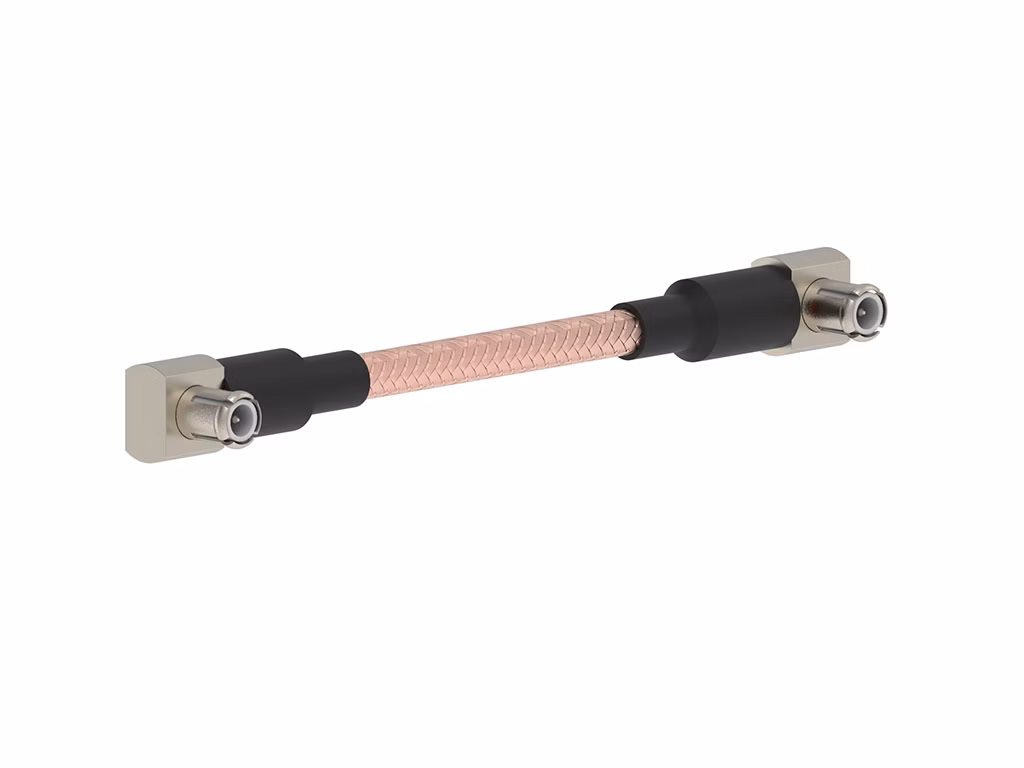 MCX Right-Angle Plug to MCX Right-Angle Plug on RD-316 Cable, 495.30mm Length, 50 Ohms