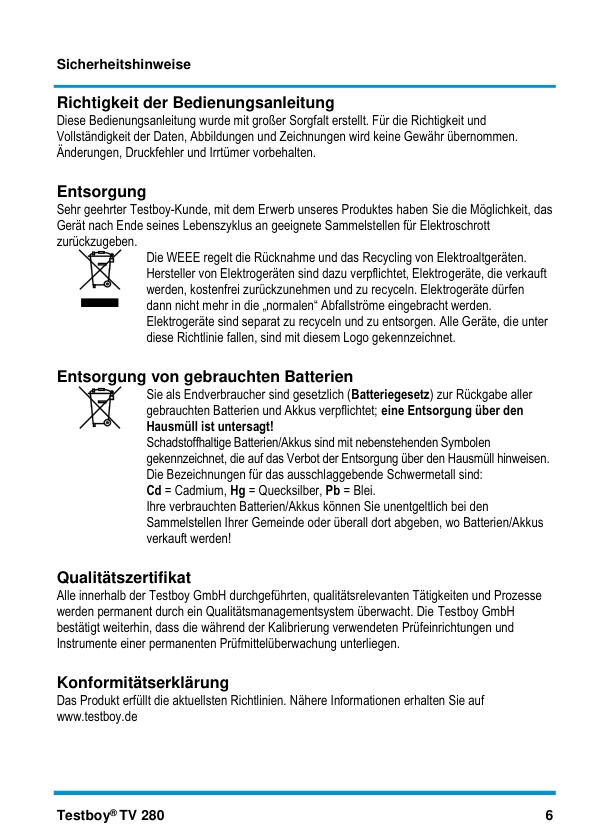 TESTBOY TV 280 document preview, page 6