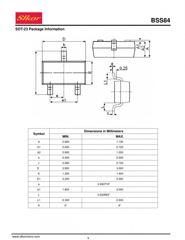 SLKOR BSS84 datasheet page 3