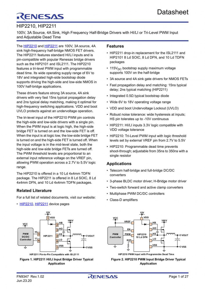 HIP2211 technical document page 1