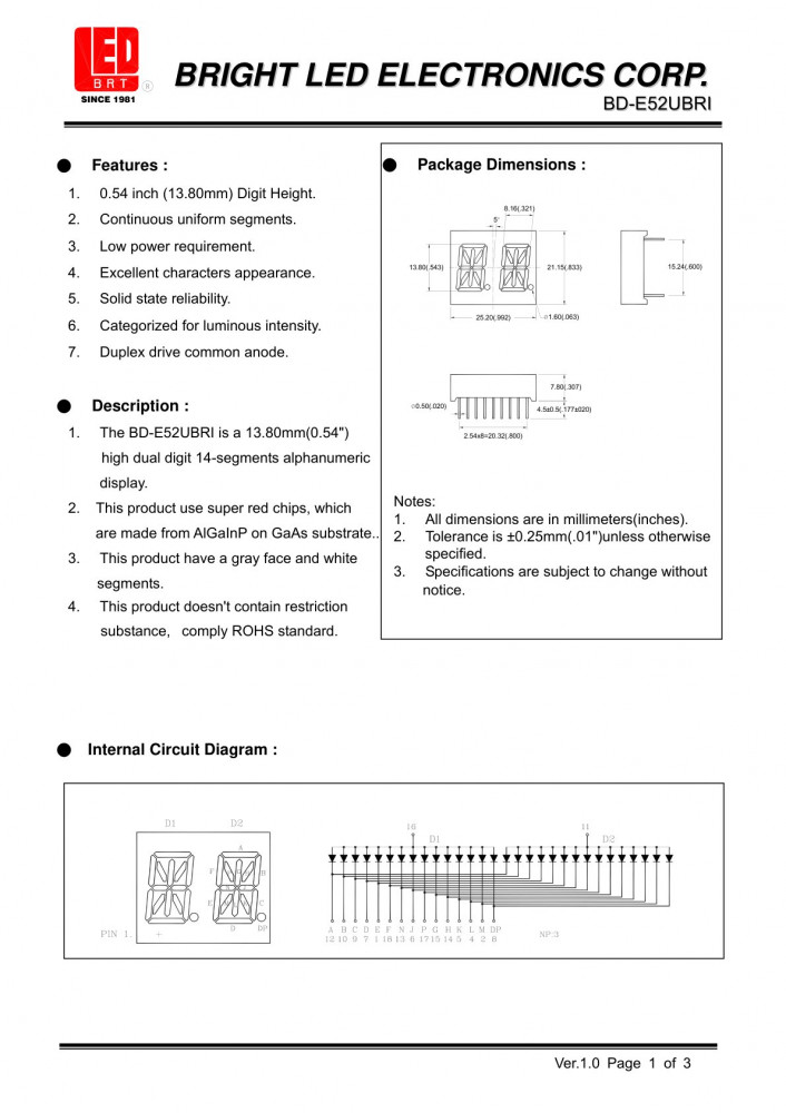 BD-E52UBRI datasheet page image 1