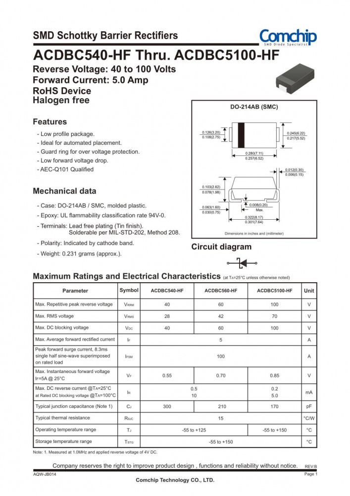 ACDBC5100-HF datasheet page 1
