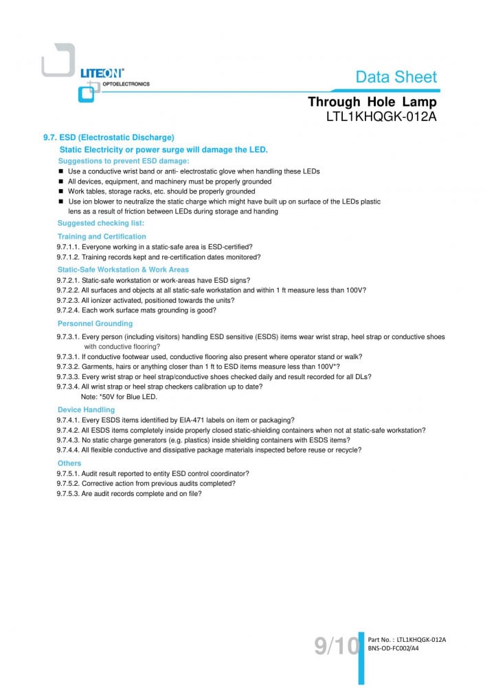 LTL1KHQGK-012A datasheet page 10