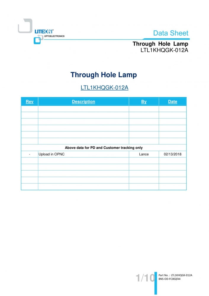 LTL1KHQGK-012A datasheet page 2