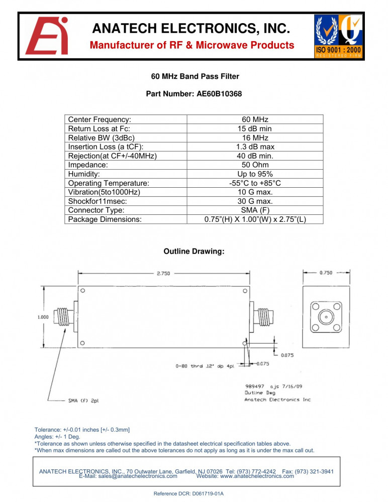 AE60B10368 outline drawing and specification page