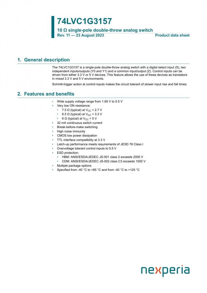 74LVC1G3157 datasheet page 1