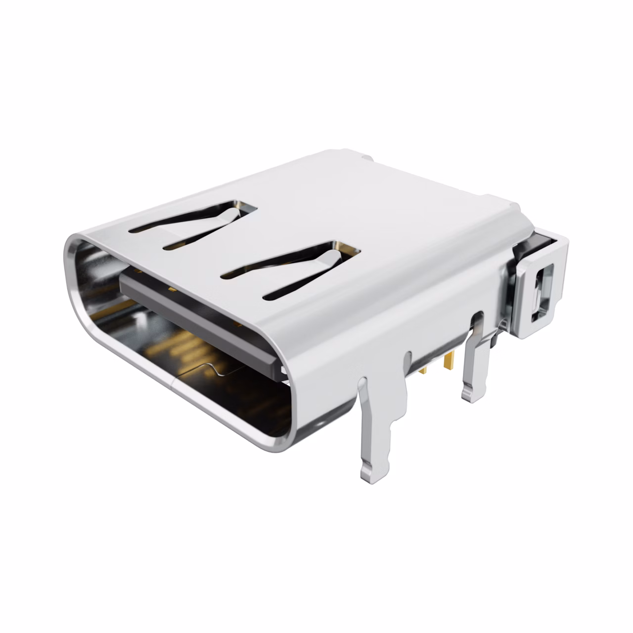 Universal Serial Bus (USB) Shielded I/O Receptacle, Type C, Right-Angle, Hybrid, Top Mount, 1.45mm Tab, Gold (Au) Plating for sale