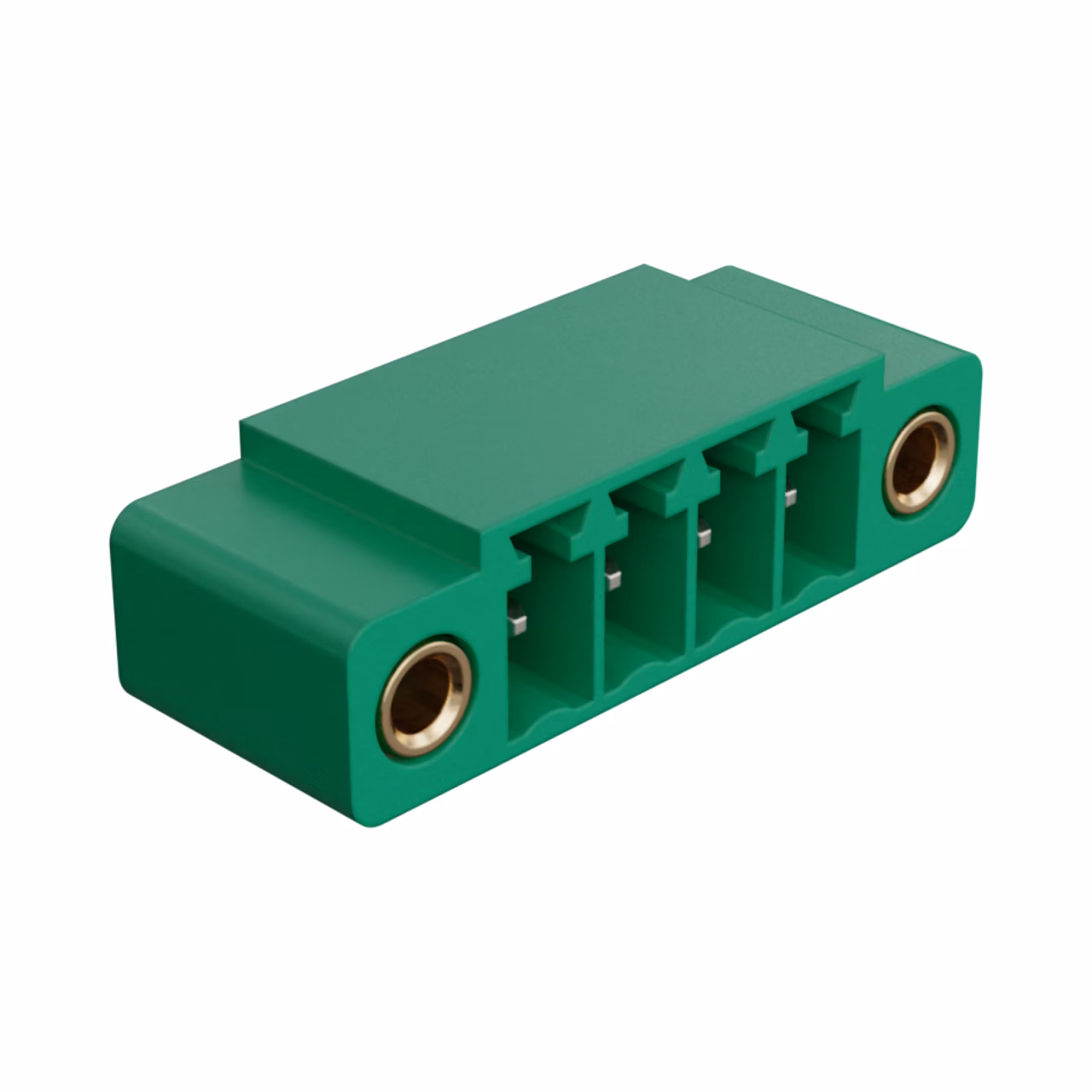 3.50mm Pitch Eurostyle Right-Angle PCB Header, with Threaded Retention Inserts, Green Housing, 4 Circuits for sale