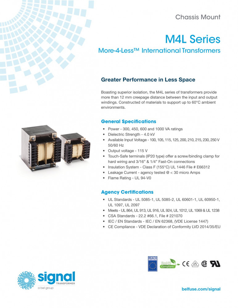 Bel Fuse M4L series technical document page 1