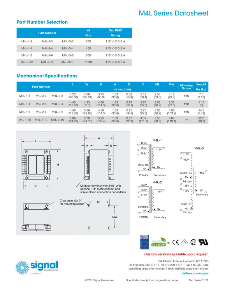 Bel Fuse M4L series technical document page 2