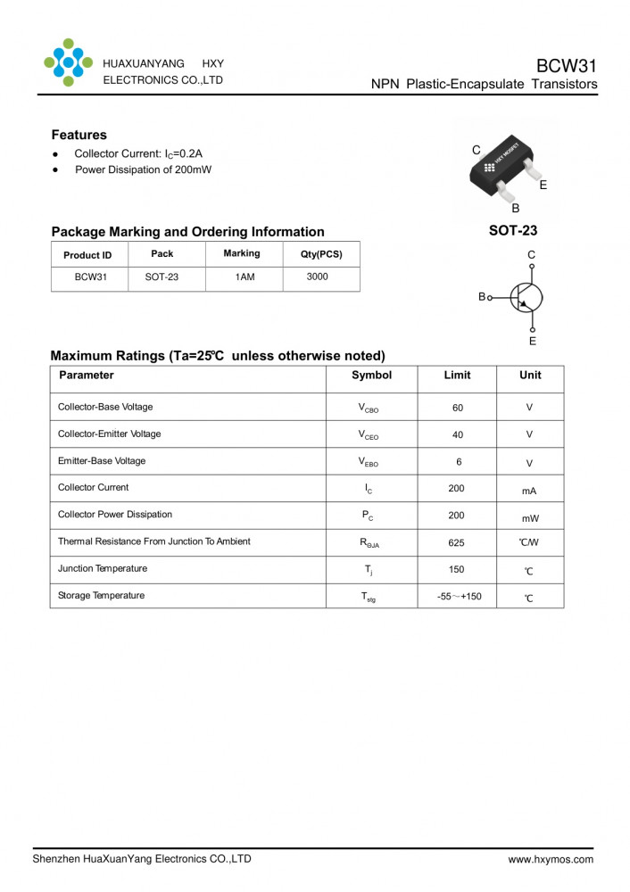 BCW31-HXY datasheet page 1