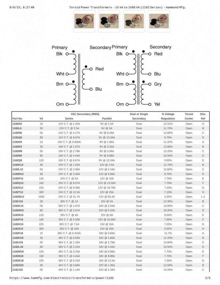 Hammond 1182 series document page 2