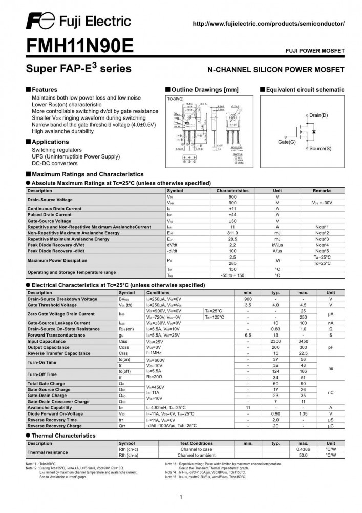 FMH11N90E datasheet page 1