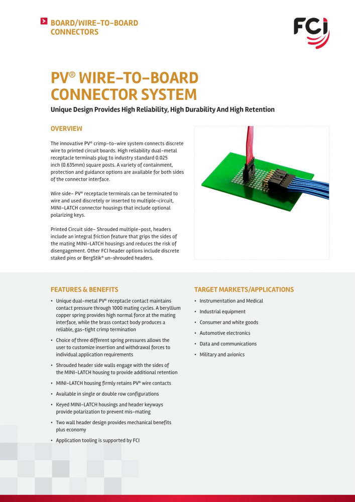 PV wire-to-board connector system document page 1