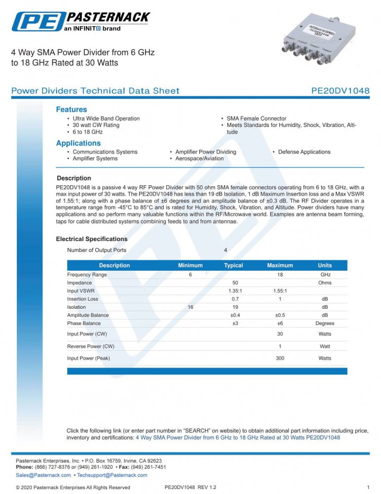 PE20DV1048 datasheet page 1