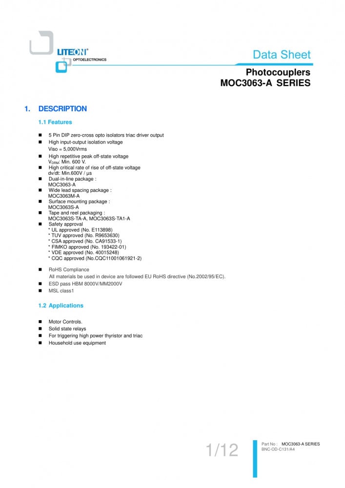 MOC3063-A datasheet page 2