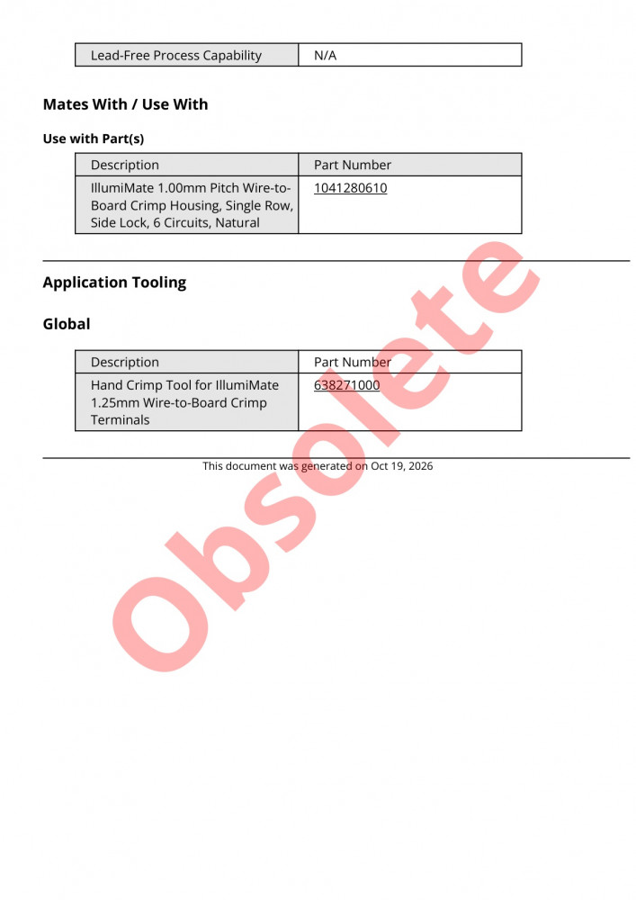 MOLEX 1.0 mm wire-to-board connector specification, page 3