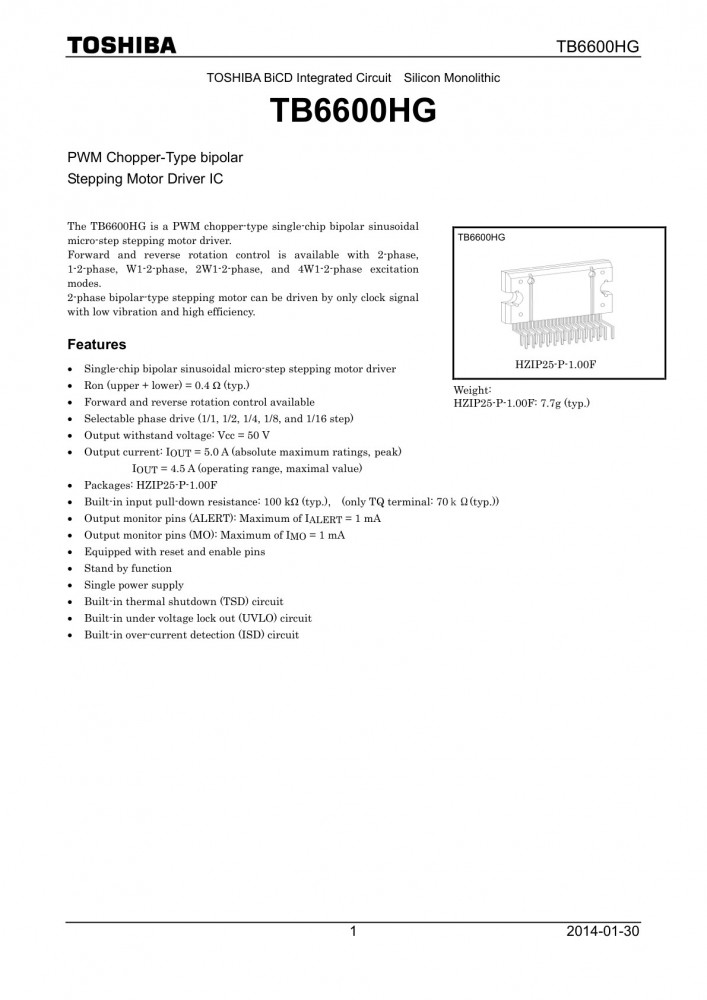 TB6600HG datasheet page 1