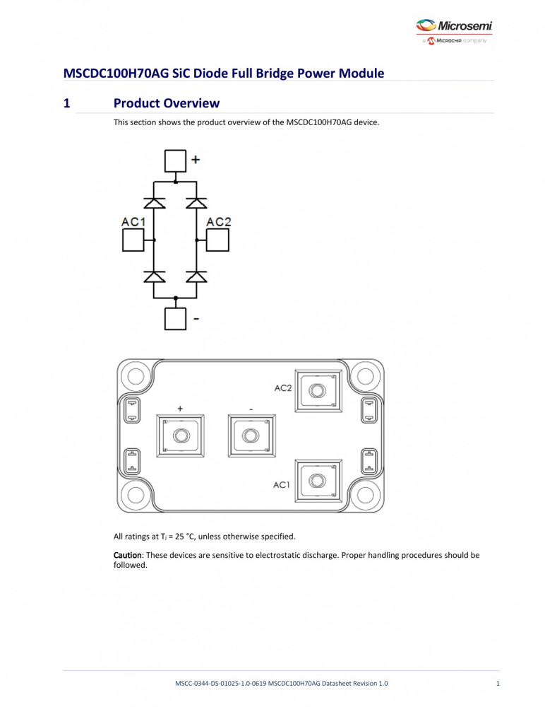 MSCDC100H70AG datasheet page 1