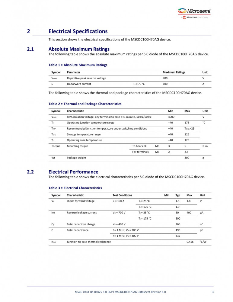 MSCDC100H70AG datasheet page 3
