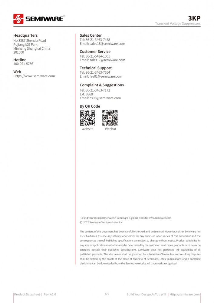 SEMIWARE 3KP26CA datasheet page 6