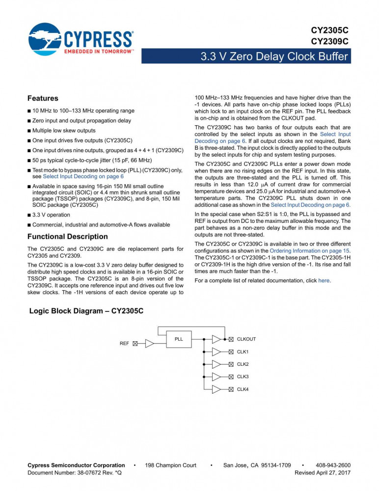 CY2305CSXC-1 datasheet page 1
