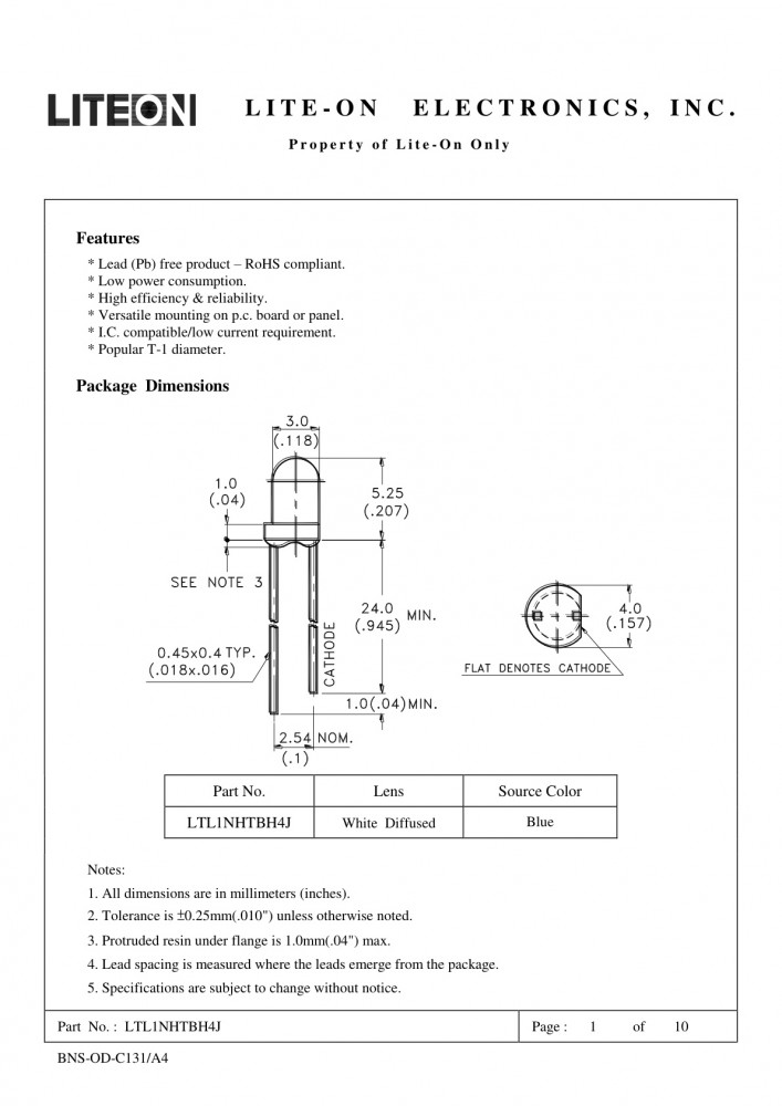 LTL1NHTBH4J datasheet page 2