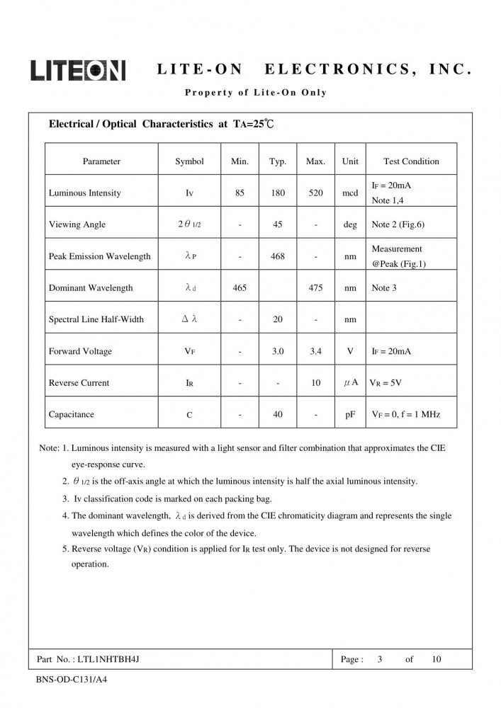 LTL1NHTBH4J datasheet page 4