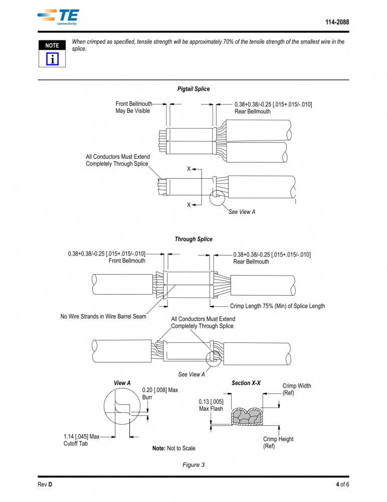 TE Connectivity open-barrel splice specification page 4