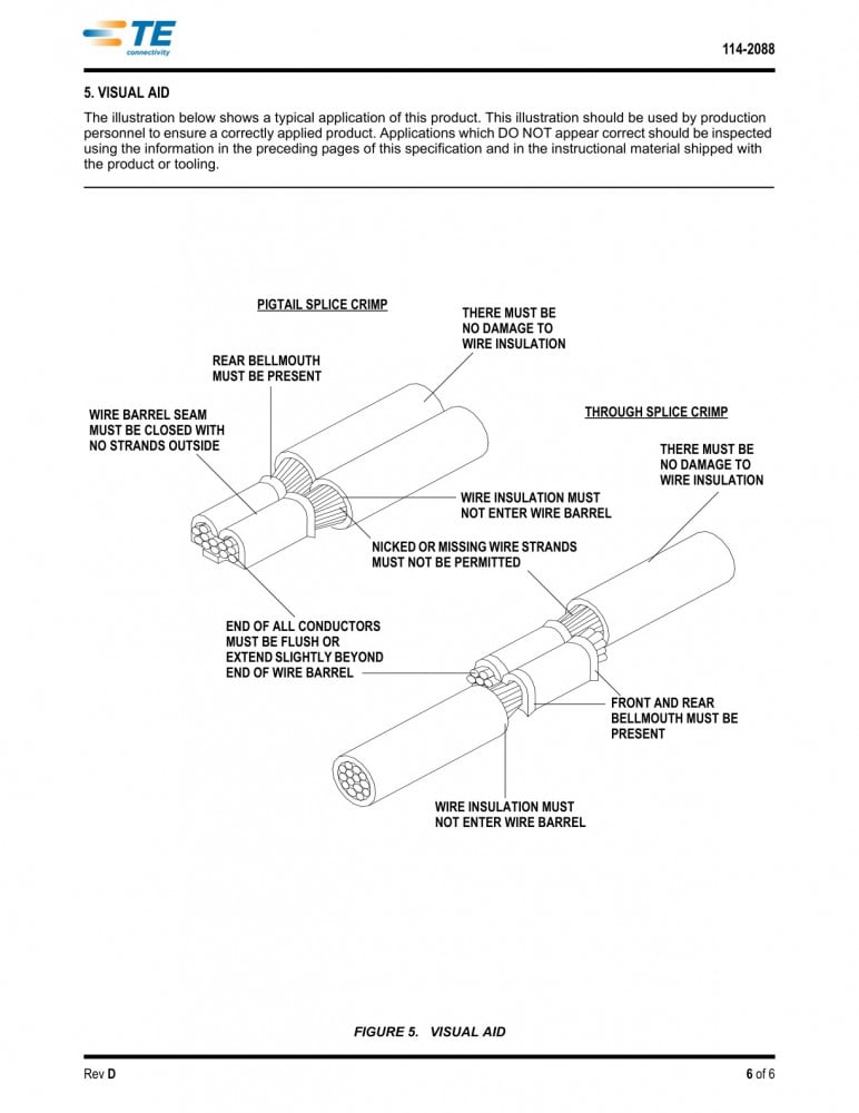 TE Connectivity open-barrel splice specification page 6