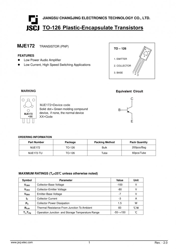 MJE172 datasheet page 1