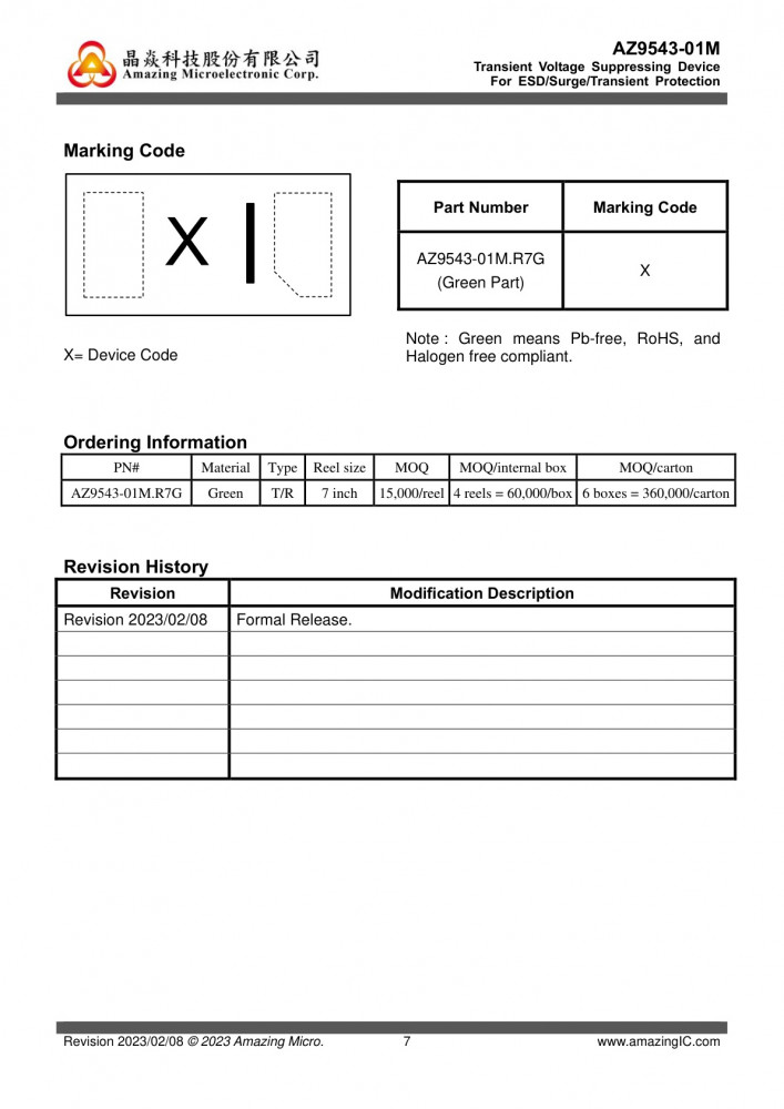 AZ9543-01M datasheet page 7