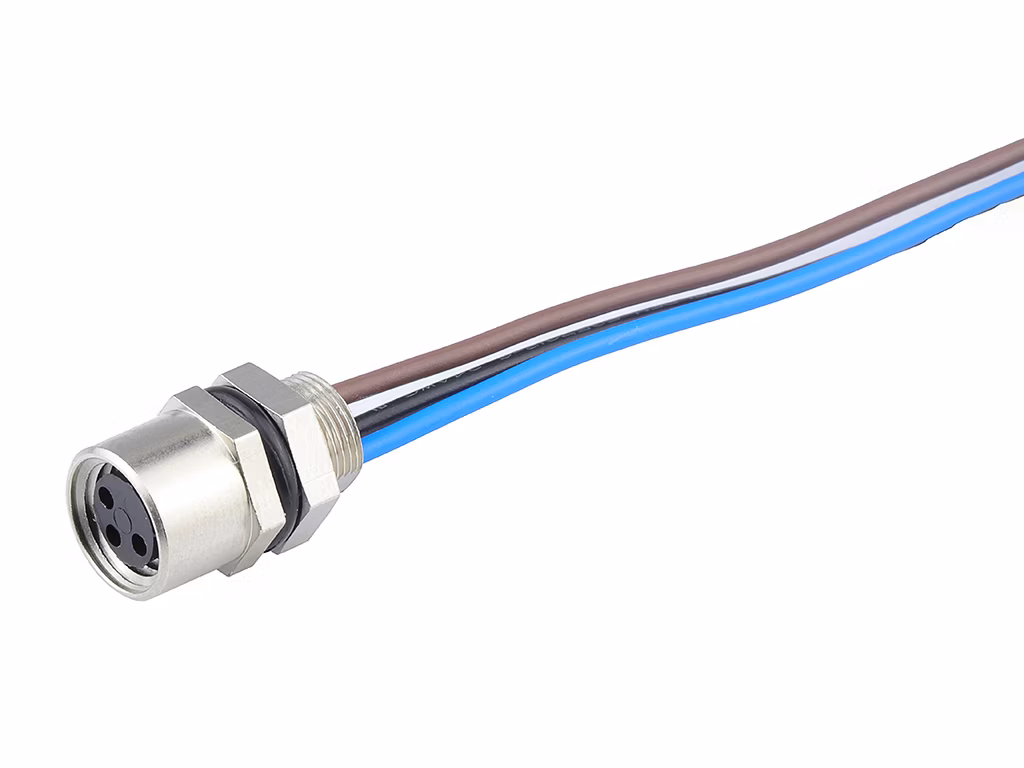Nano-Change (M8) Single-Ended Cordset, 3 Poles, A-Coded, Male (90°) to Pigtail, 24 AWG, PUR Cable, 2.0m (6.56') Length