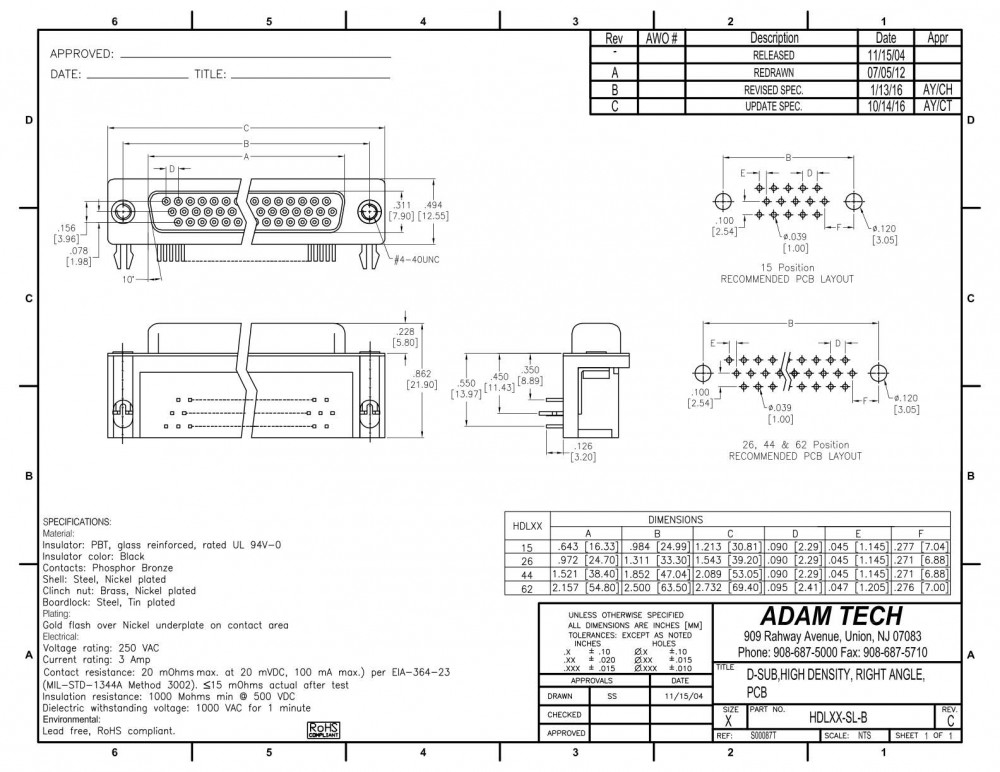 HDL44-SL-B technical drawing page
