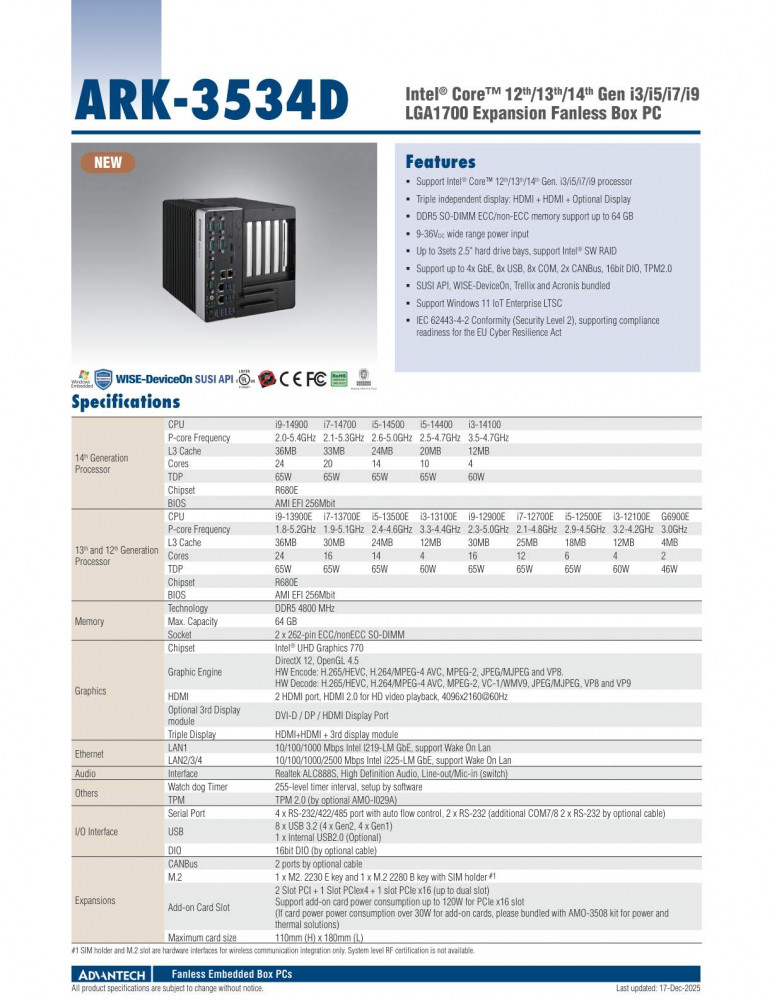 ARK-3534D technical document, page 1