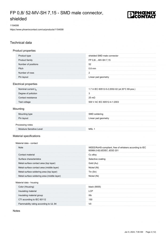 Phoenix Contact 1154008 technical document page 2
