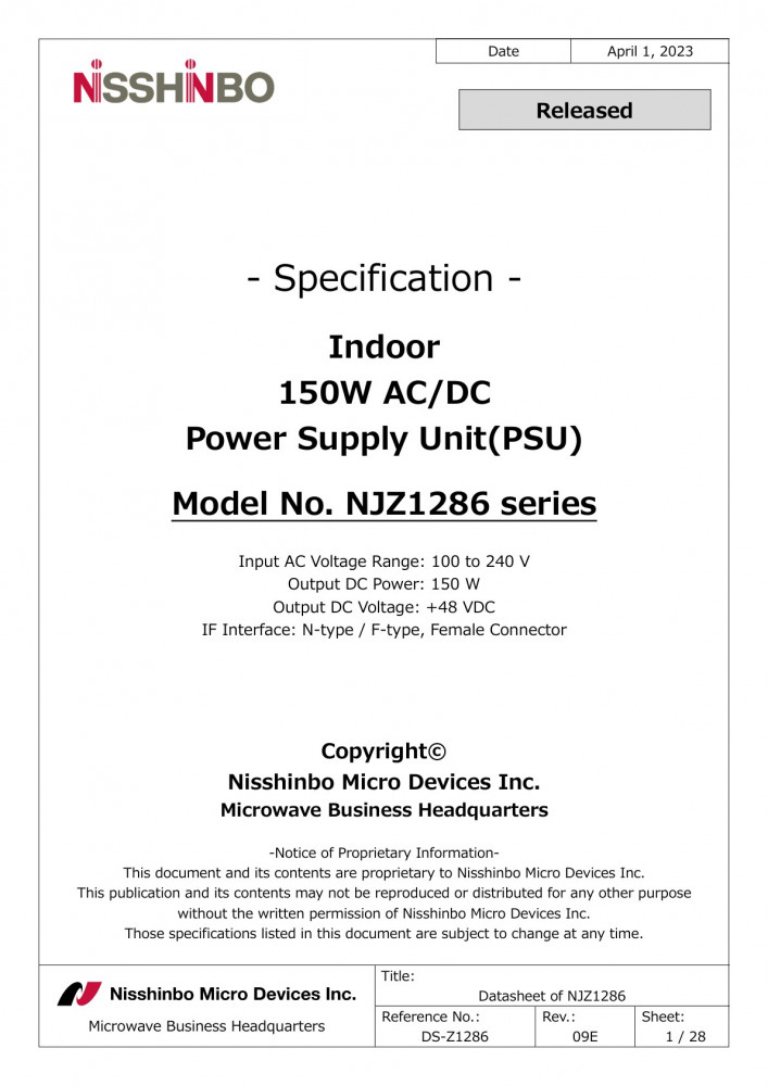 NJZ1286 datasheet page 1