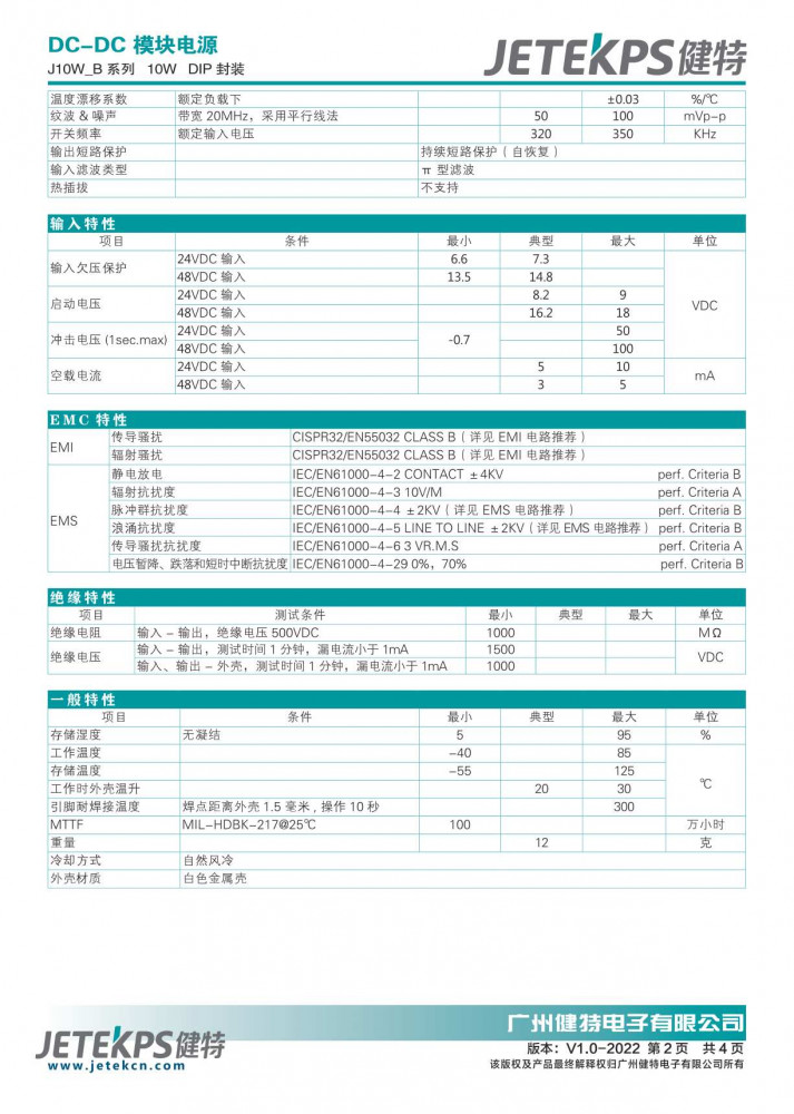 J10W24S05B datasheet page 2