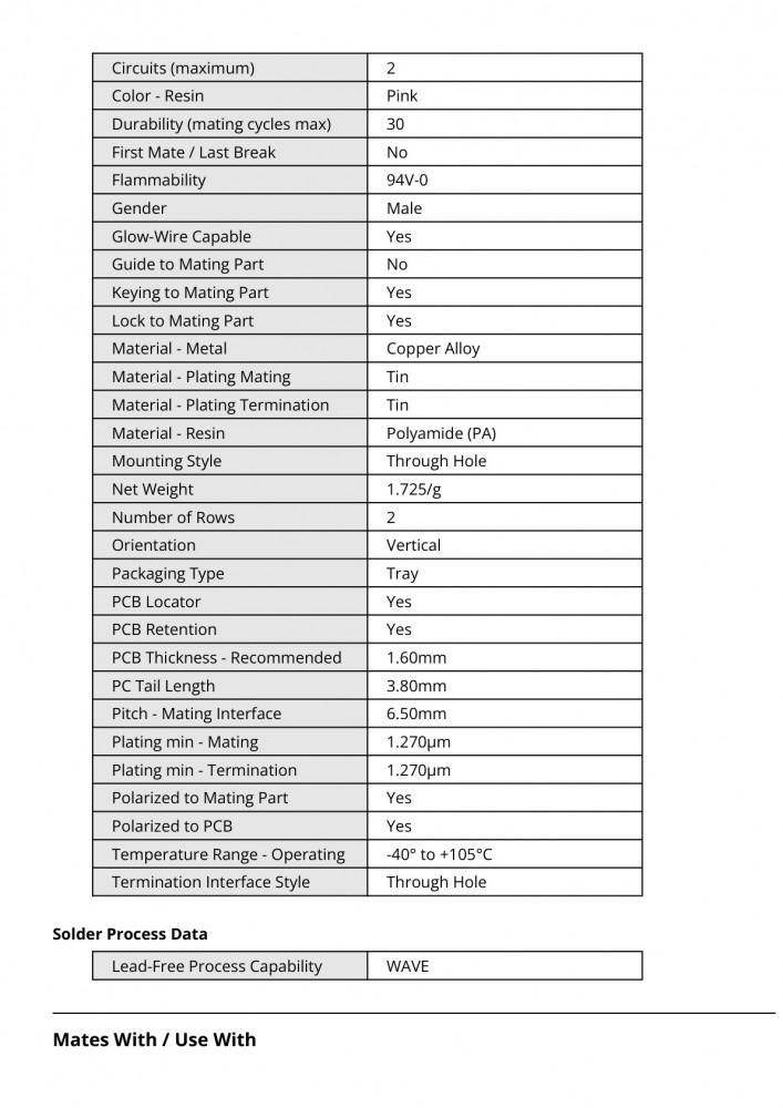 Molex CP 6.5 mm connector specification page 3