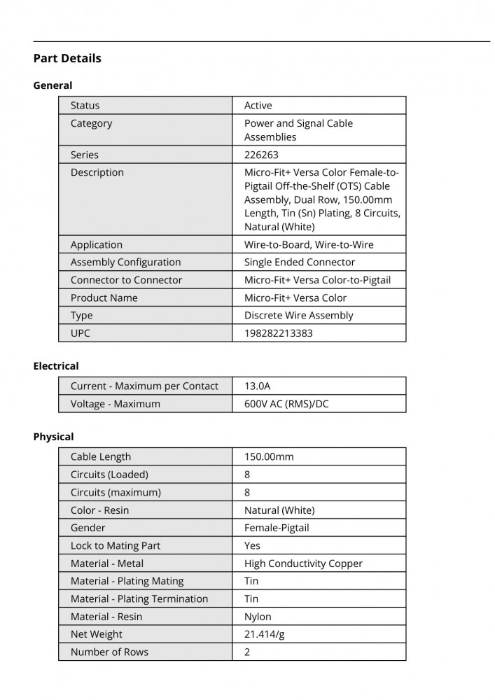 Product document image 2 for MOLEX 2262632082