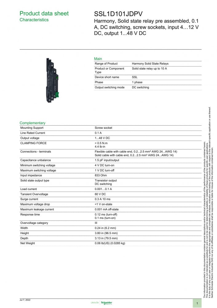 SSL1D101JDPV technical document page 1